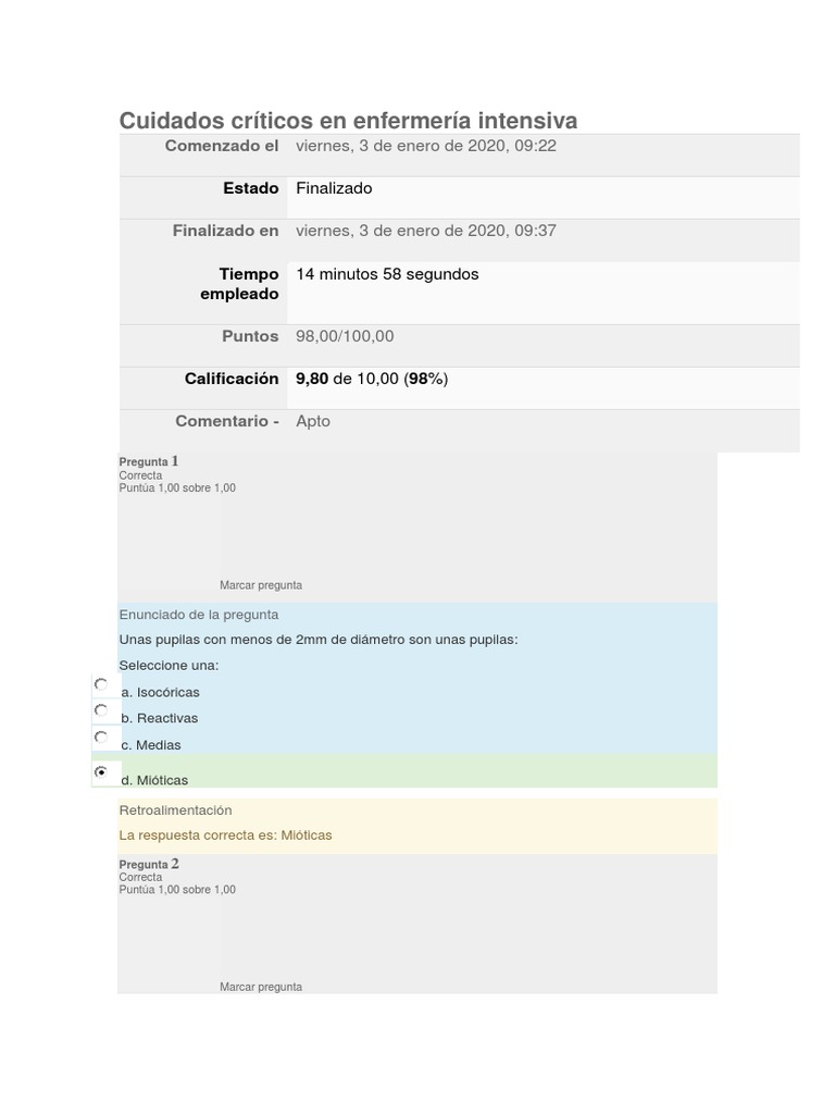 Examen Final Codem Cuidados Criticos PDF | PDF | Glucocorticoides | Hormona adrenocorticotrópica
