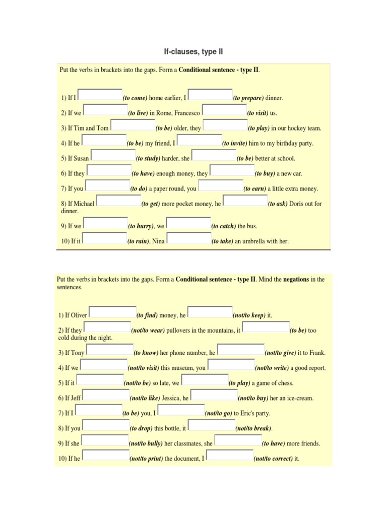 Type II Conditional Sentence Exercises | PDF