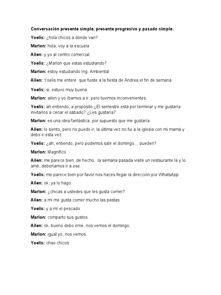 Conversación Presente Simple | PDF
