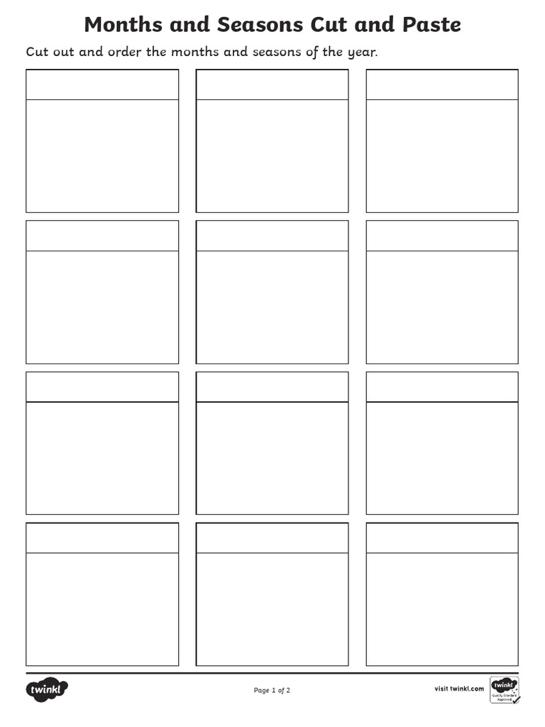 Months and Seasons Cut and Paste Activity | PDF