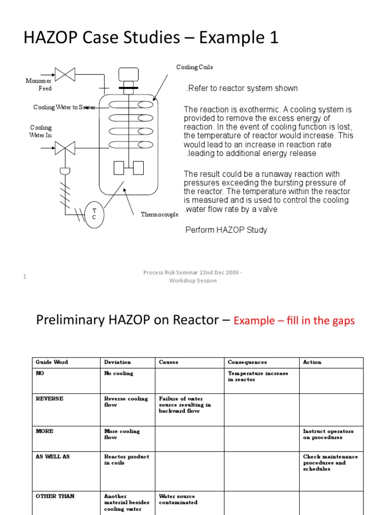 HAZOP Case Studies For Workshop Session | PDF | Nature | Chemical Reactor