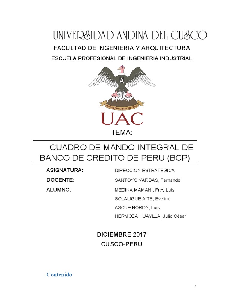 Bcp-Cmi-balanced Scorecard | PDF | Bancos | Calidad (comercial)