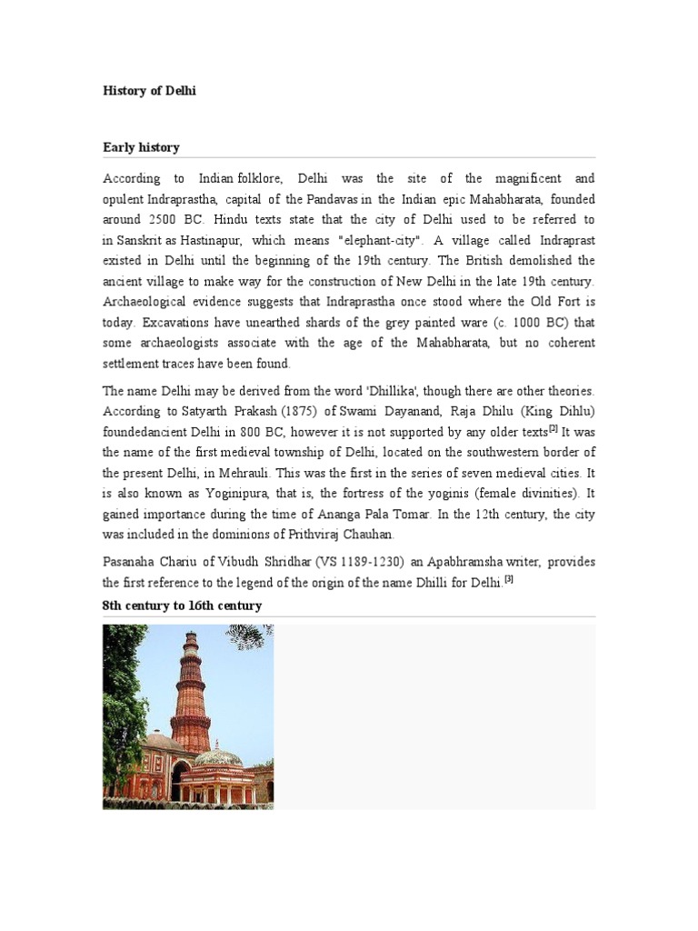 History of Delhi: From Indraprastha | PDF | Mughal Empire | Delhi