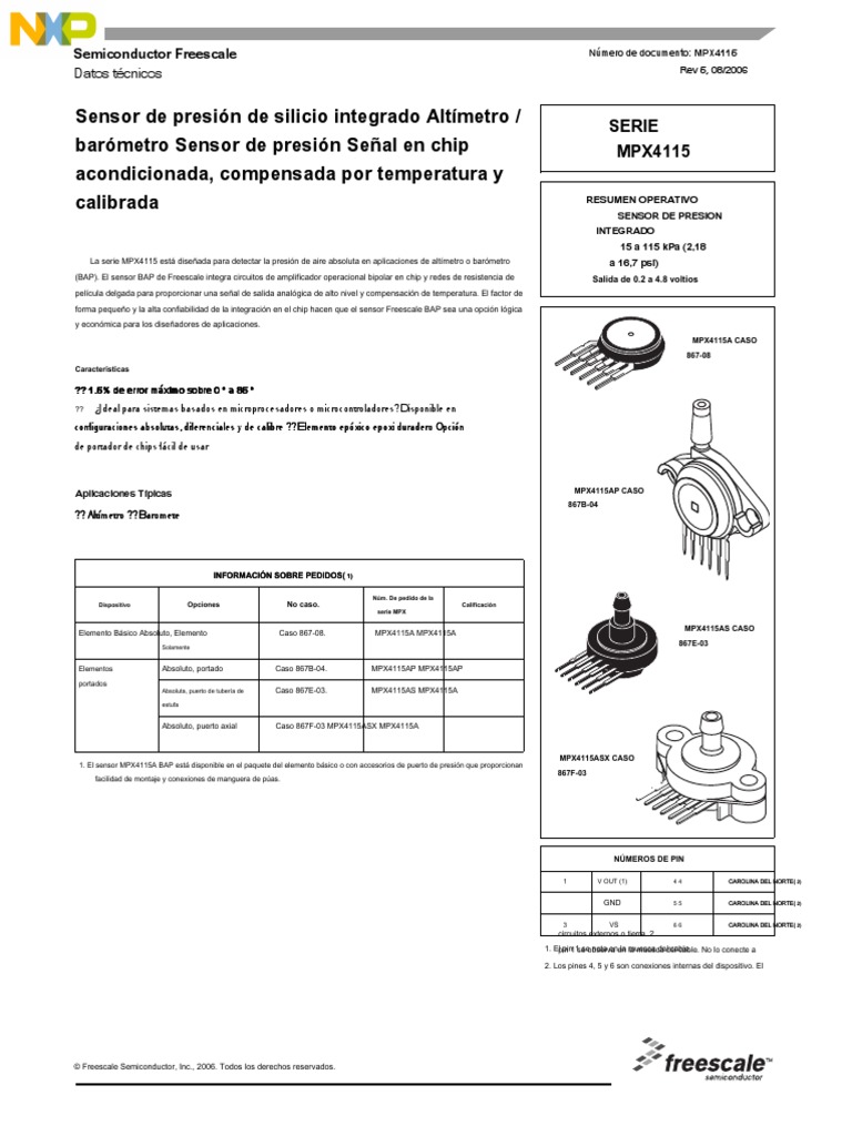 MPX4115-NXP en Es | PDF | Circuito integrado | Presión