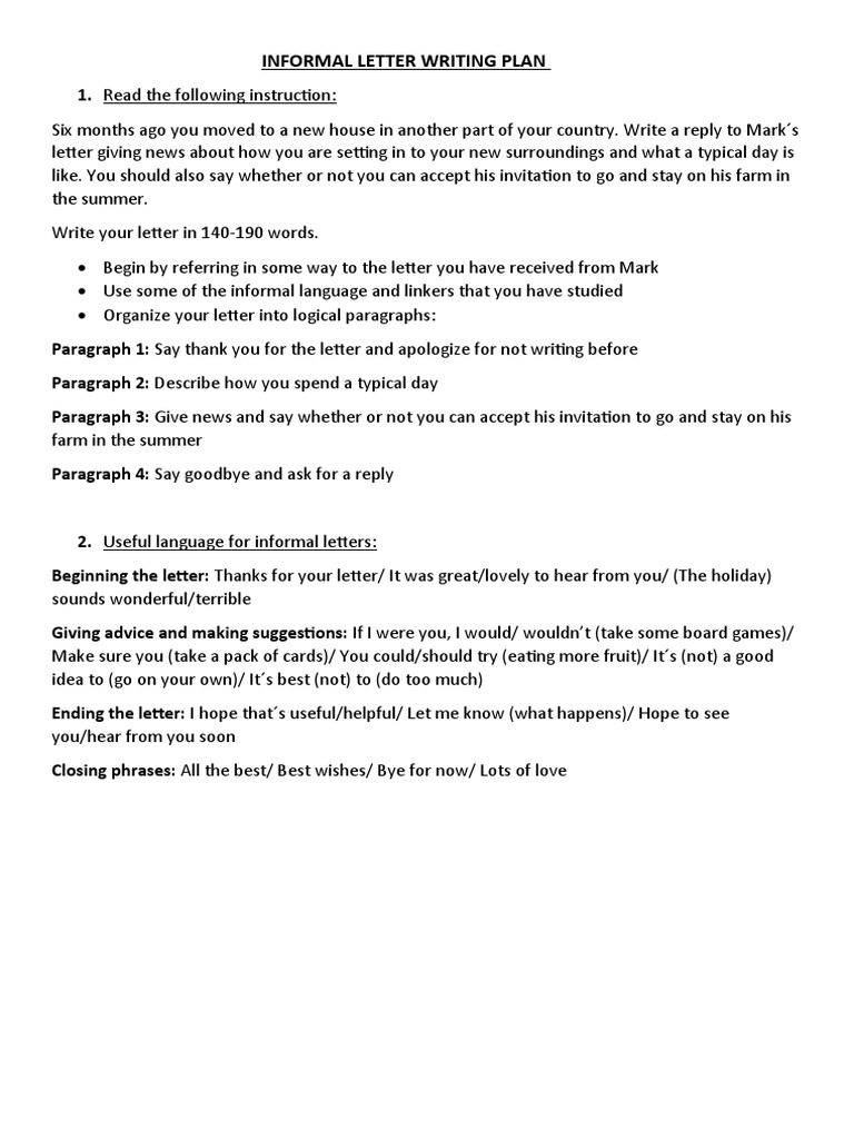 Informal Letter Writing Guide | PDF