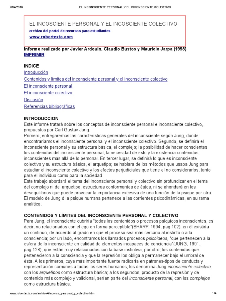 El Inconsciente Personal y El Inconsciente Colectivo PDF | PDF | Carl ...