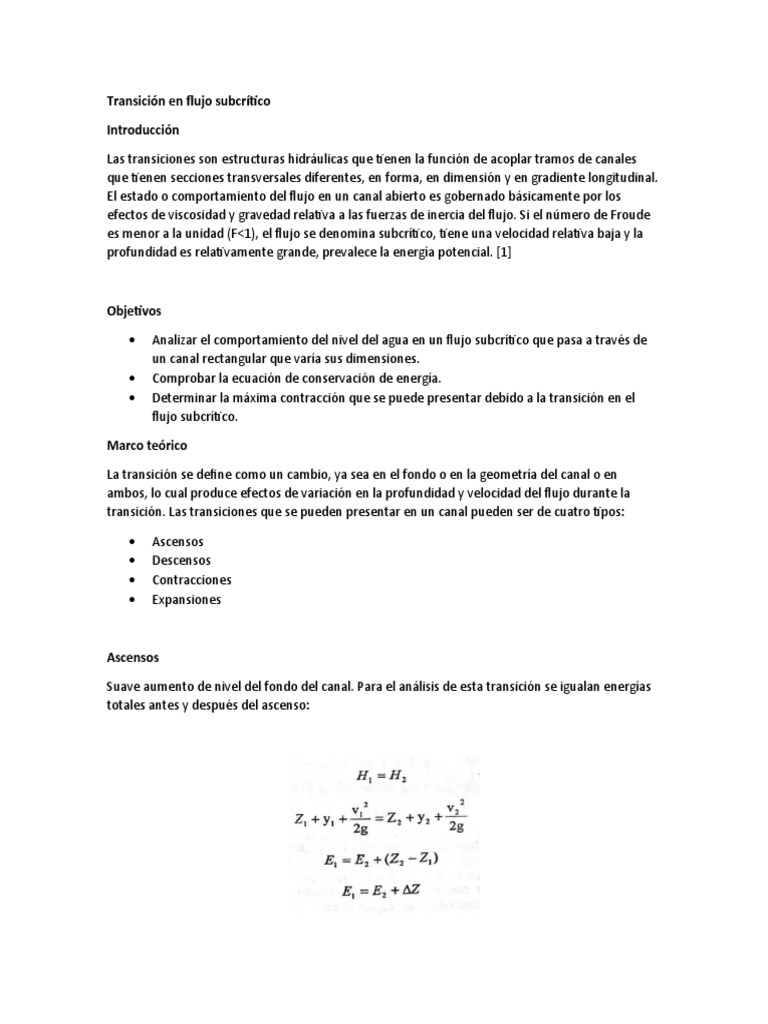 Transiciones en Flujo Subcrítico | PDF | Física | Mecánica