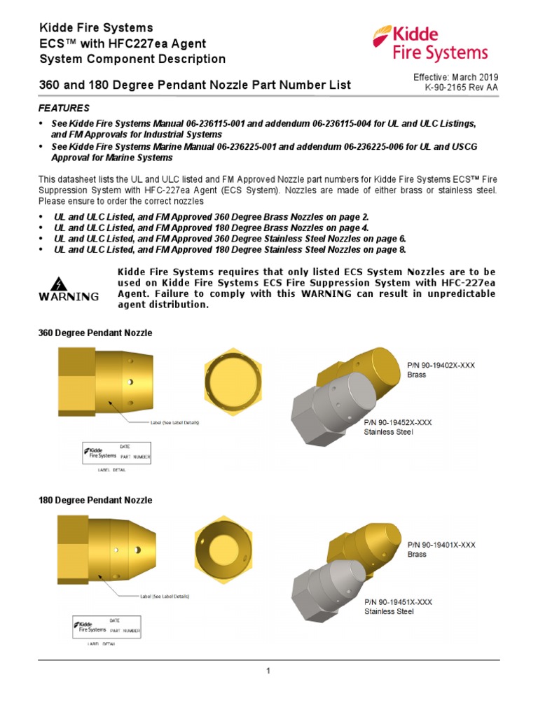 Kidde Fire Systems ECS™ With HFC227ea Agent System Component ...