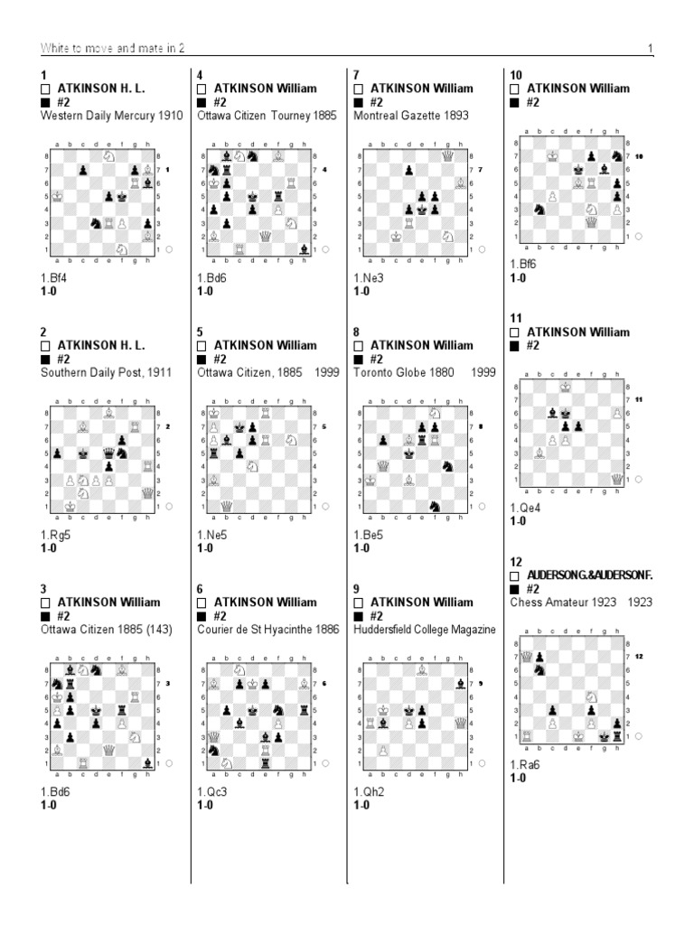 Chess Puzzle: Mate in 2 Moves | PDF | Games Of Mental Skill | Board Games