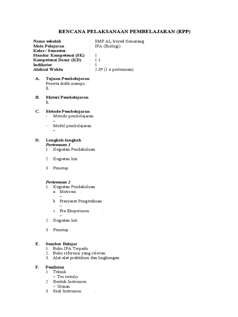 Tabel RPP | PDF