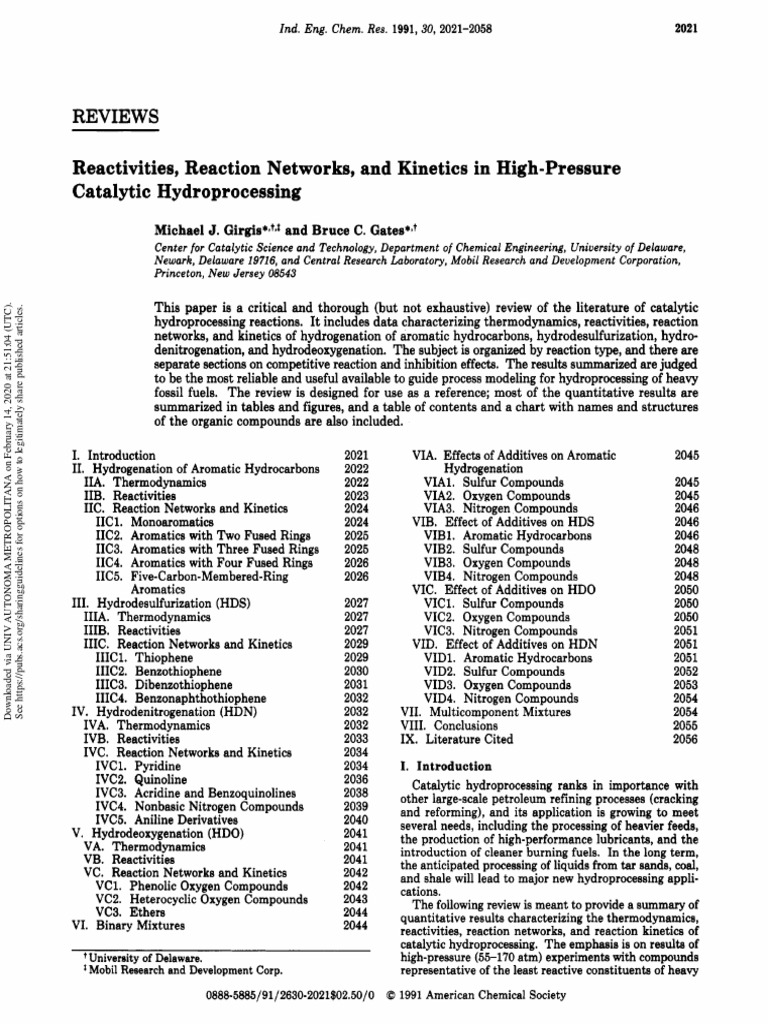 Catalytic: Reactivities, Networks, Kinetics High-Pressure ...