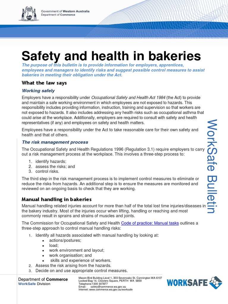 Safety and Health in Bakeries | PDF | Occupational Safety And Health ...