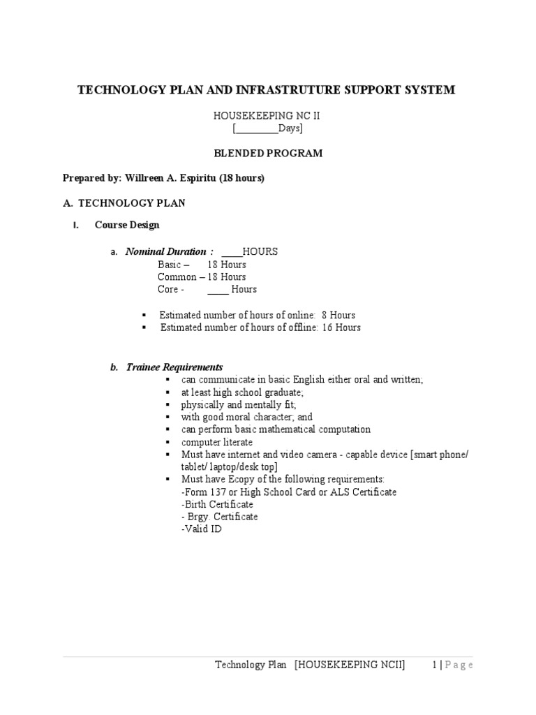 Technology Plan and Infrastruture Support System | PDF | Educational ...
