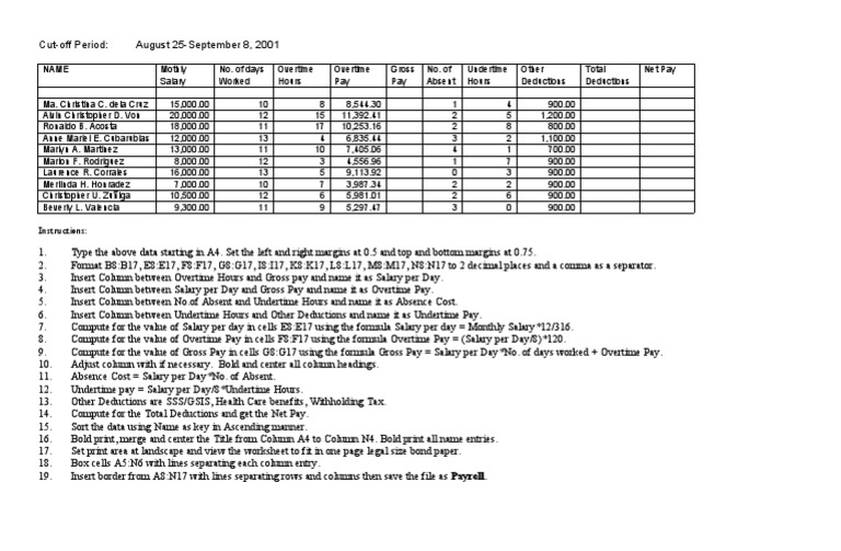 Payroll Exercises | PDF | Personal Finance | Payroll