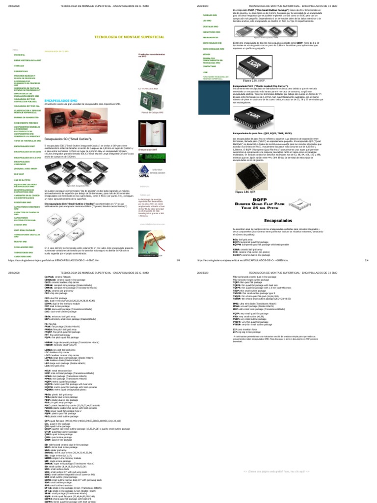 Encapsulados SMD: Tipos y Características | PDF | Circuito integrado ...