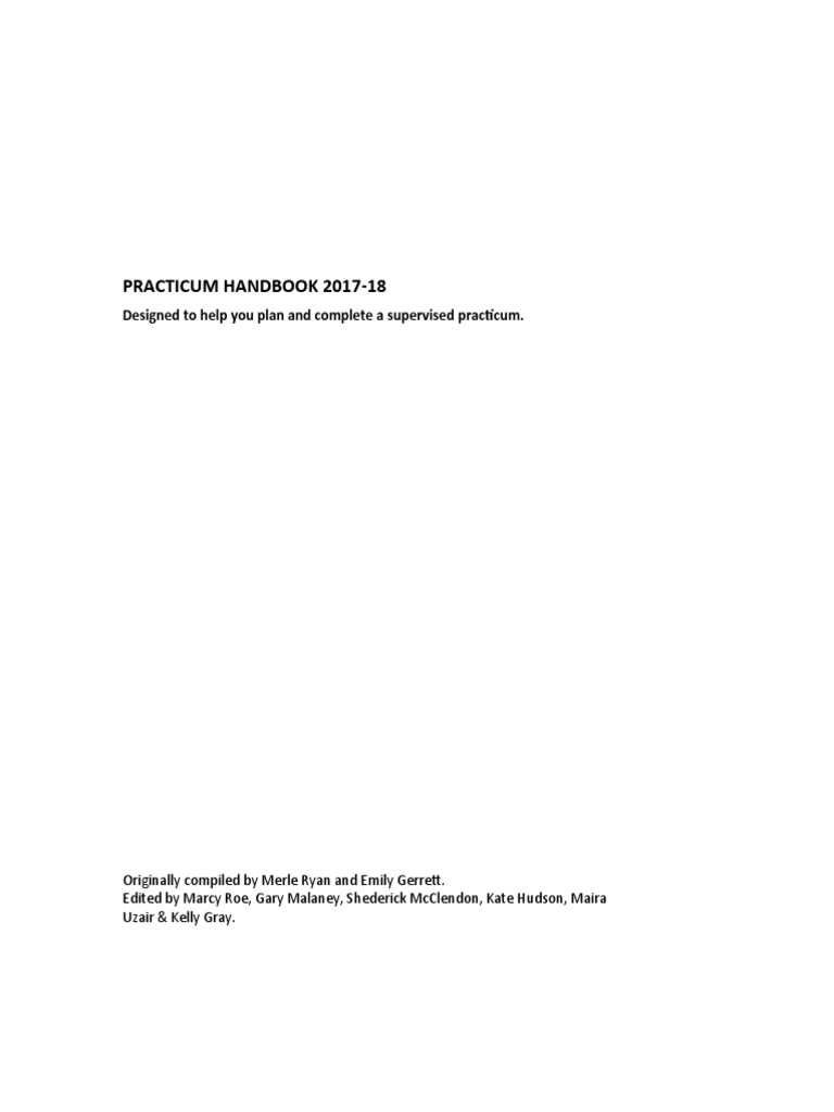 Practicum Handbook 2017-18: Designed To Help You Plan and Complete A ...