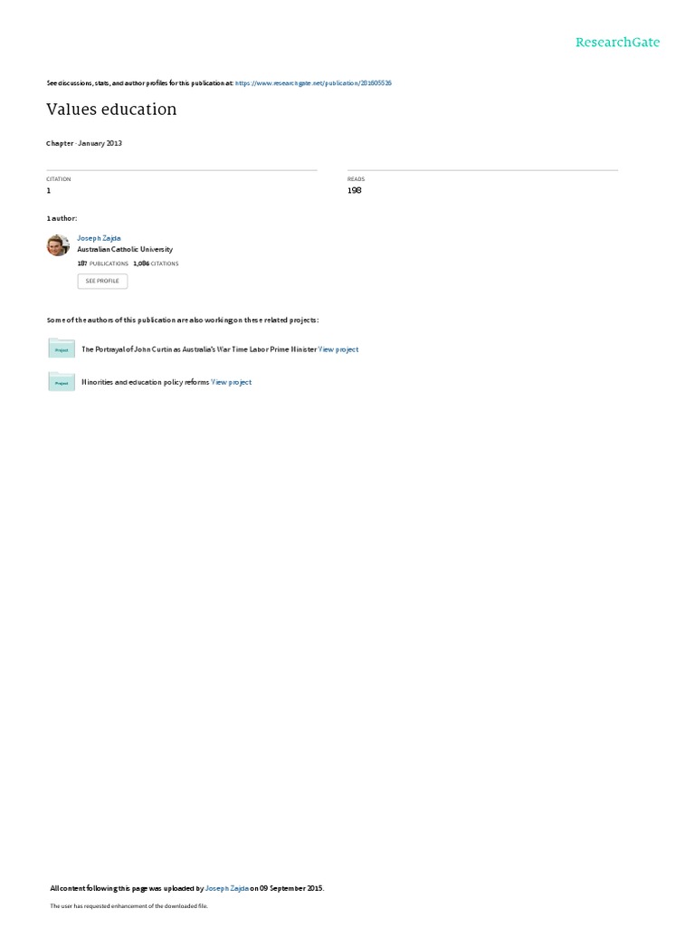 Values Education January 2013 Pdf Value Ethics Pedagogy