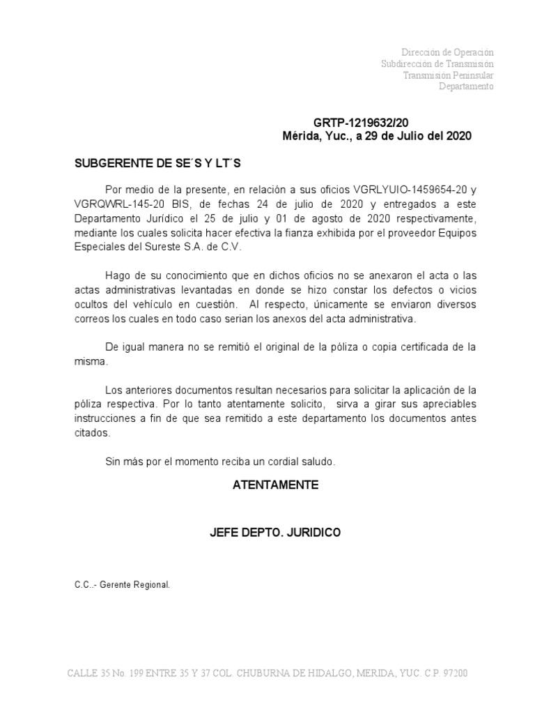 Oficio 121. - Solicitud de FiaNZA | PDF