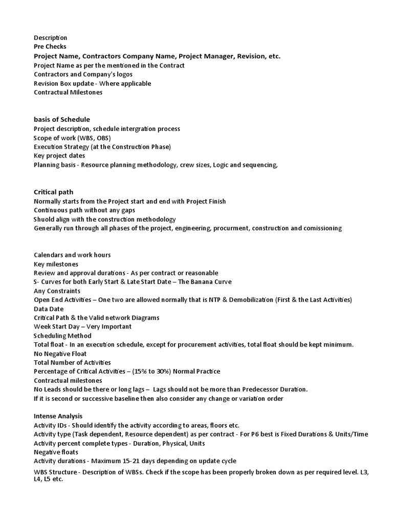 Schedule Review Checklist | PDF | Business | Computing