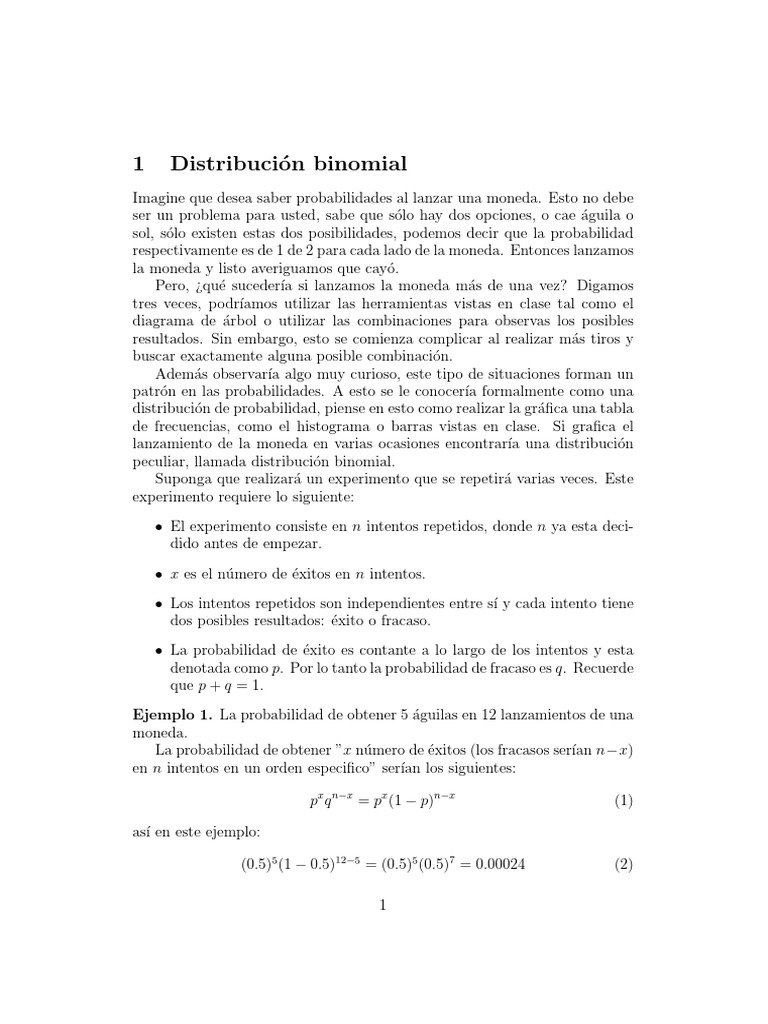 Estadistica Descriptiva Distribucion Binomial | PDF | Probabilidad | Matemáticas Aplicadas
