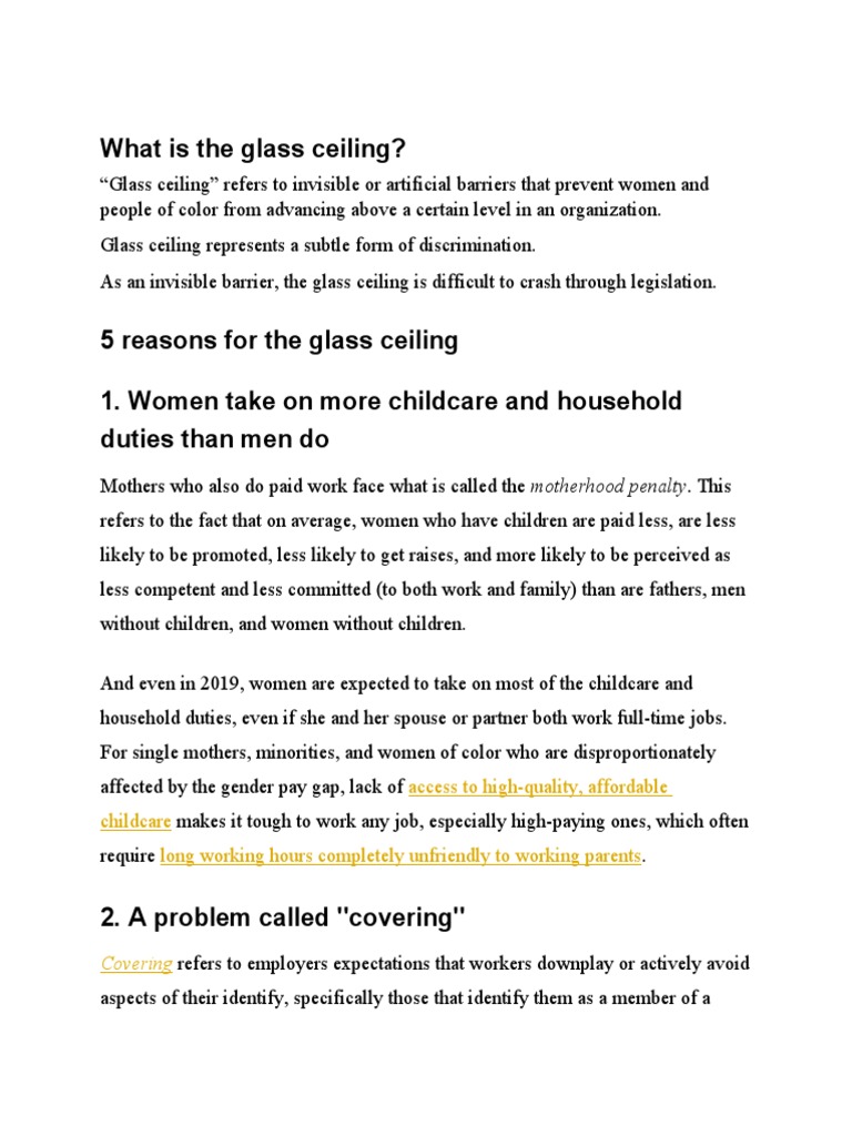 Understanding the Glass Ceiling Barriers | PDF | Parental Leave ...