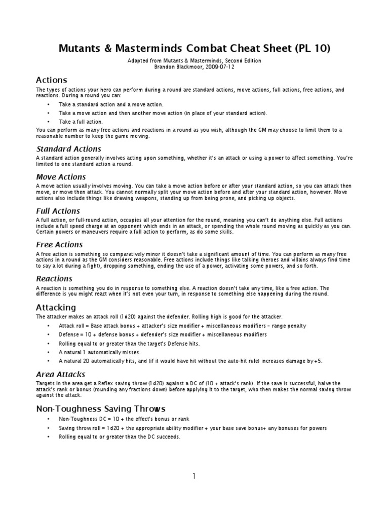 MNM - Combat Cheat Sheet PL10 | PDF | Leisure | Sports
