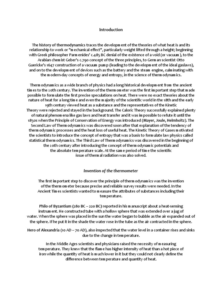 History of Thermodynamics | PDF | Entropy | Second Law Of Thermodynamics