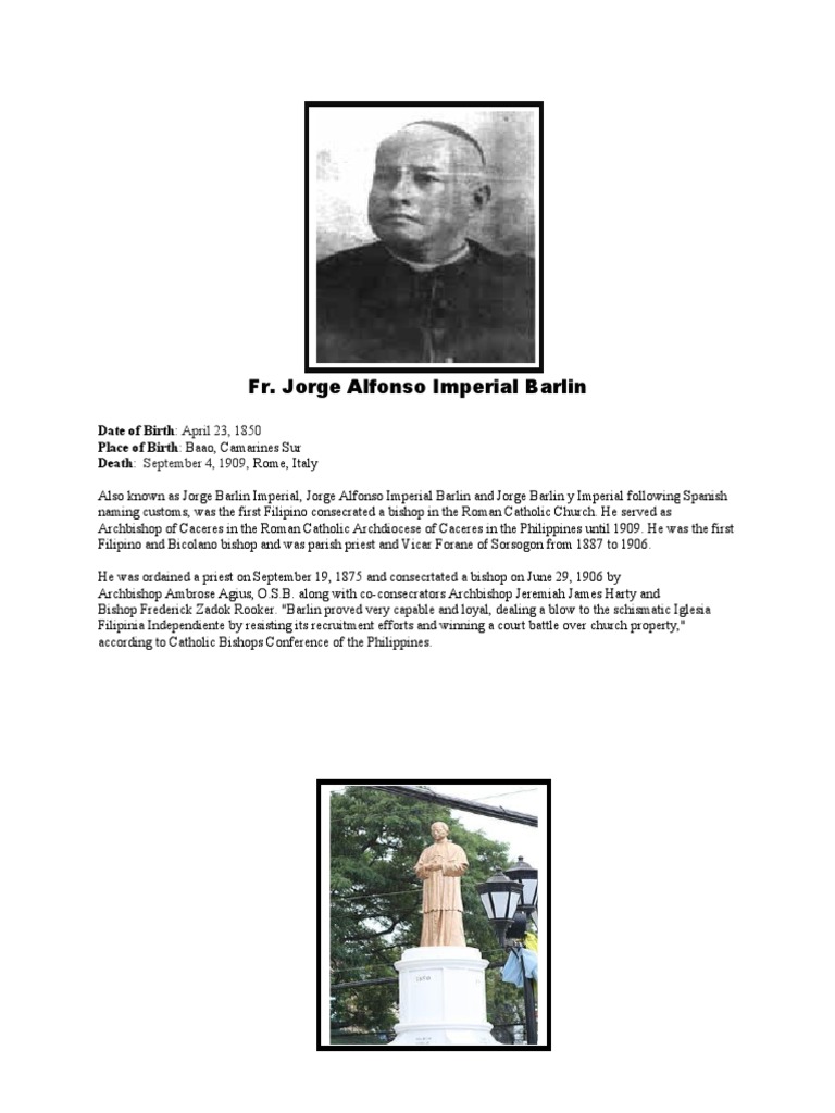 Fr. Jorge Alfonso Imperial Barlin: April 23, 1850 September 4, 1909 ...