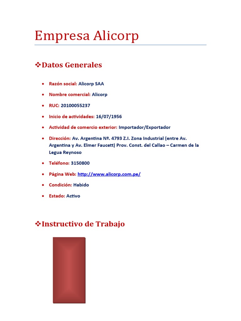 Instructivo de Trabajo Alicorp | PDF | Business