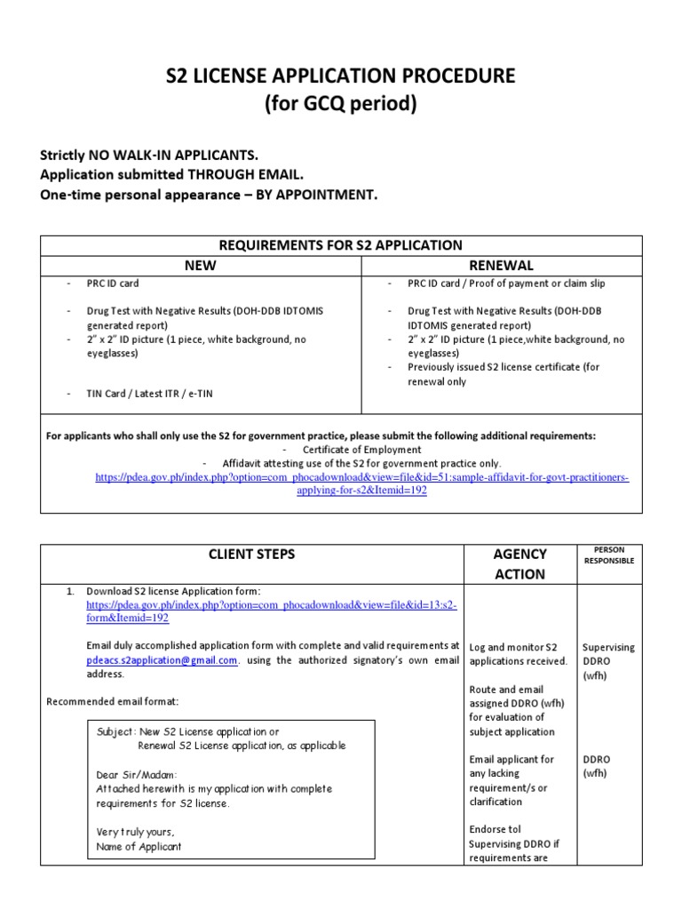 S2 License Application Guide | PDF | Government | Government Information