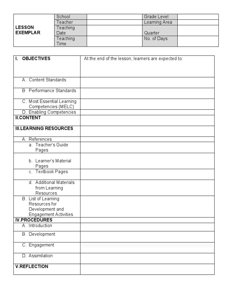 Lesson-Exemplar-Template English | PDF