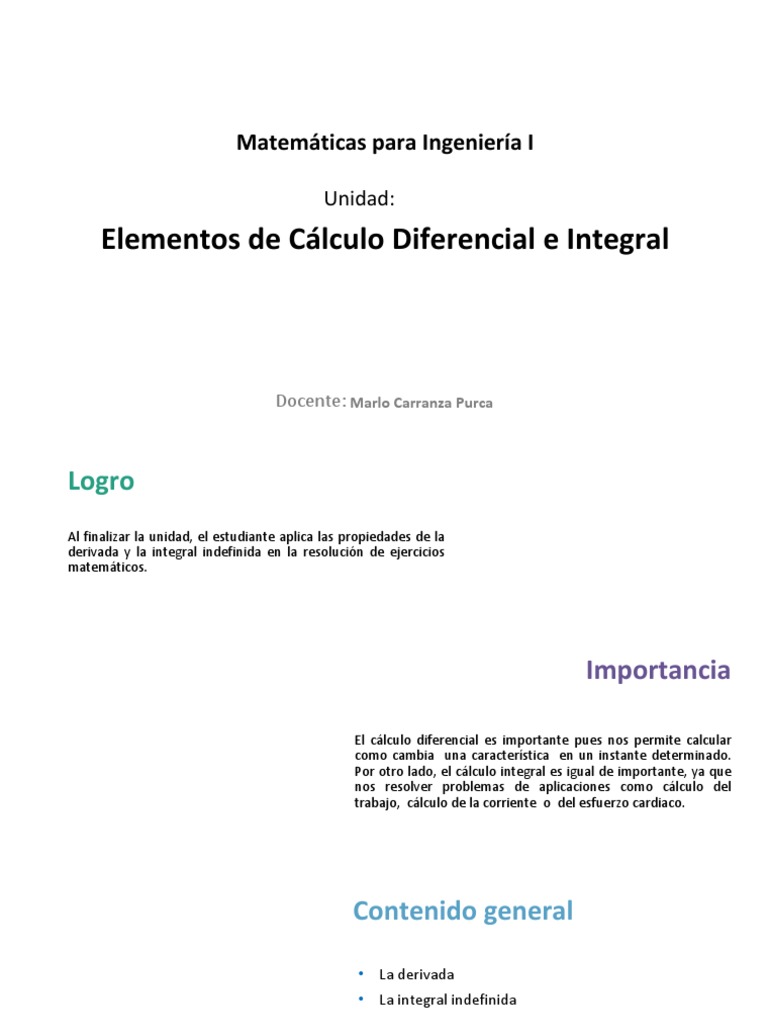 U1 - Elementos de Cálculo Diferencial e Integral | PDF | Integral ...