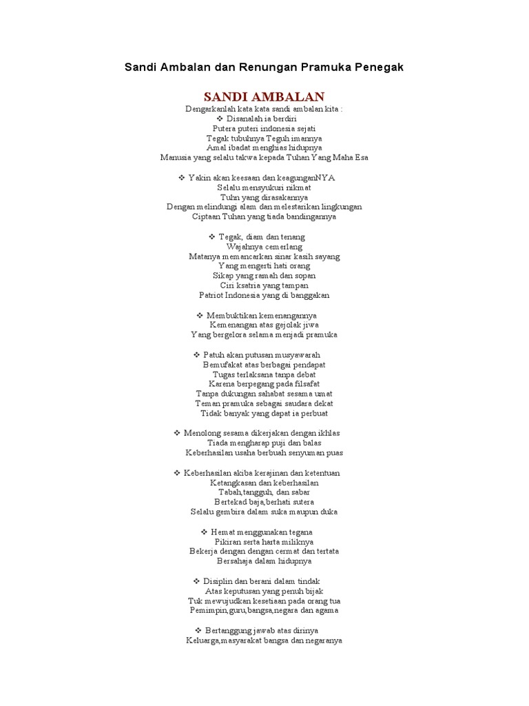 Sandi Ambalan Dan Renungan Pramuka Penegak | PDF