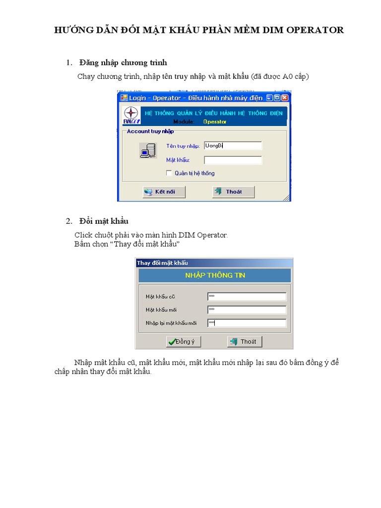 Huong Dan Doi Mat Khau - DIM Operator | PDF