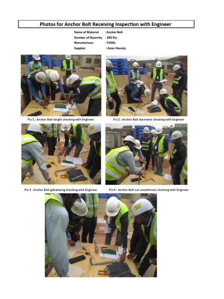 Anchor Bolt Inspection Report | PDF Anchor Bolt Inspection Report | PDF