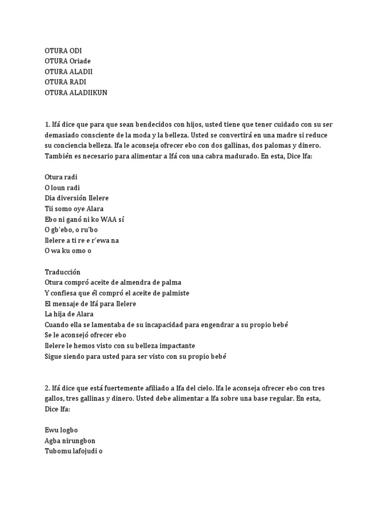 5 Otura Odi Ingles PDF | PDF | Santeria | Religión y creencia