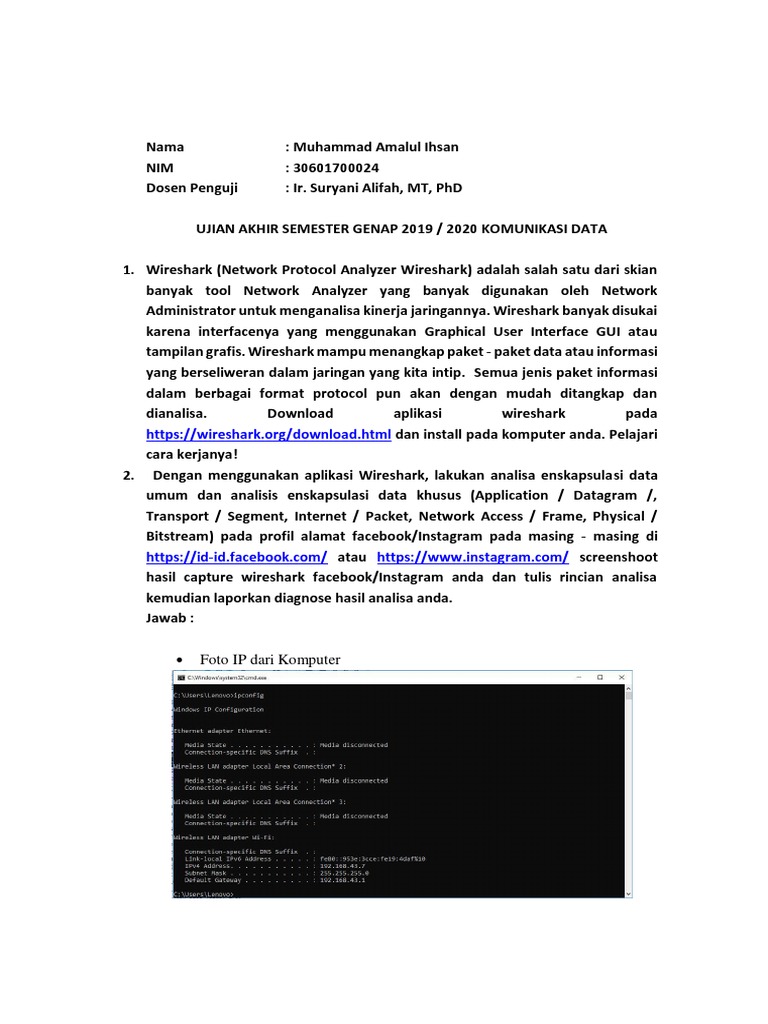 Muhammad Amalul Ihsan 30601700024 Uas Komunikasi Data 2 | PDF