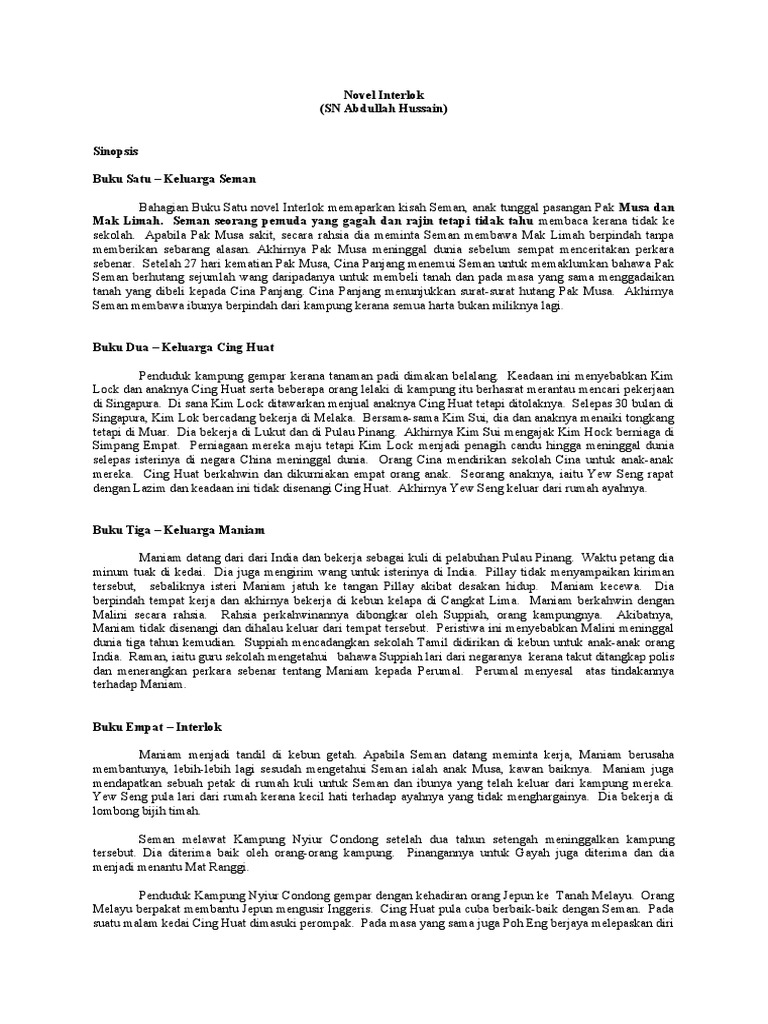 Tema Integrasi Kaum dalam Novel Interlok | PDF | Fiksi Misteri ...