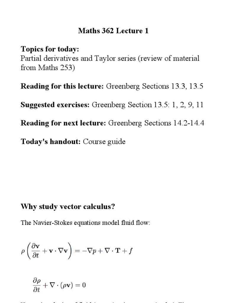 MATHS 362 Semester 2 2007 Lecture 1 PDF | PDF | Derivative | Function ...