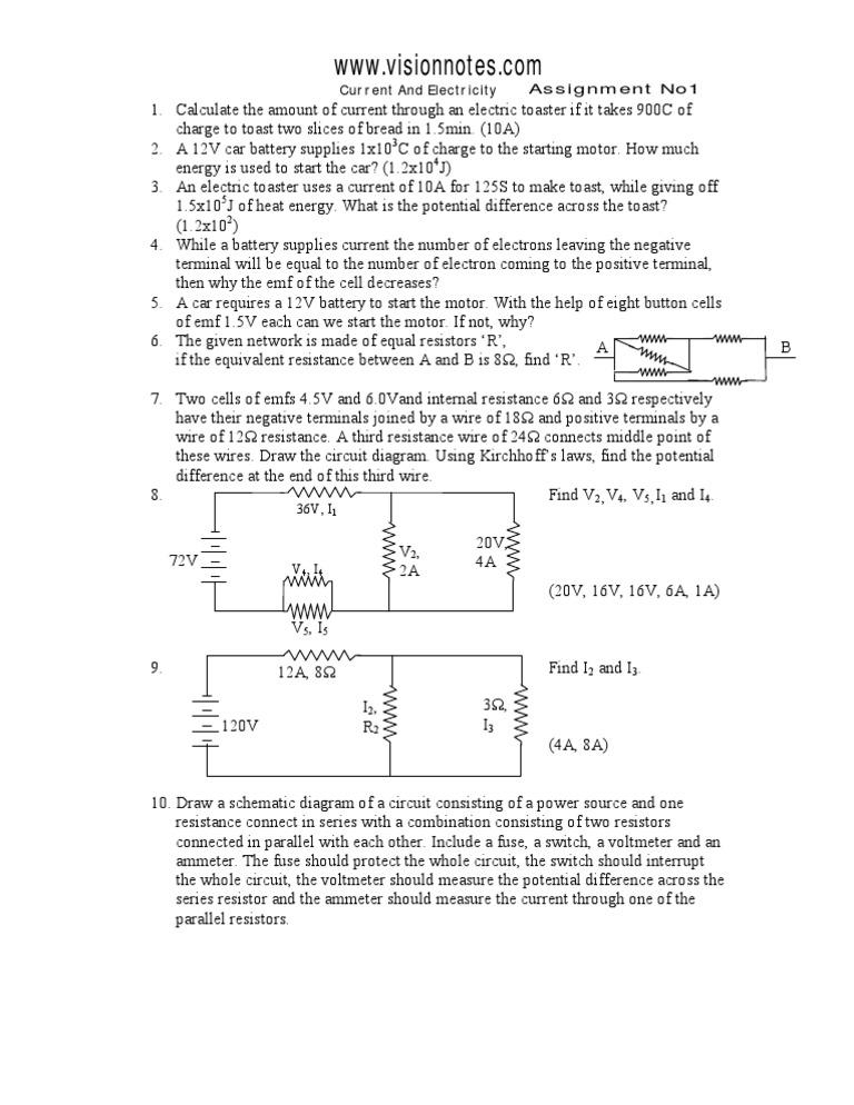 Electricity Assignment for Grade 6 | PDF | Series And Parallel Circuits ...