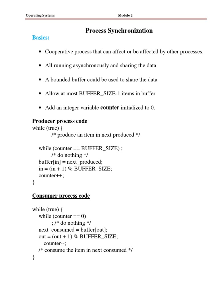 PROCESS SYNCHRONIZATION Dsatm | PDF | Boolean Data Type | Process (Computing)