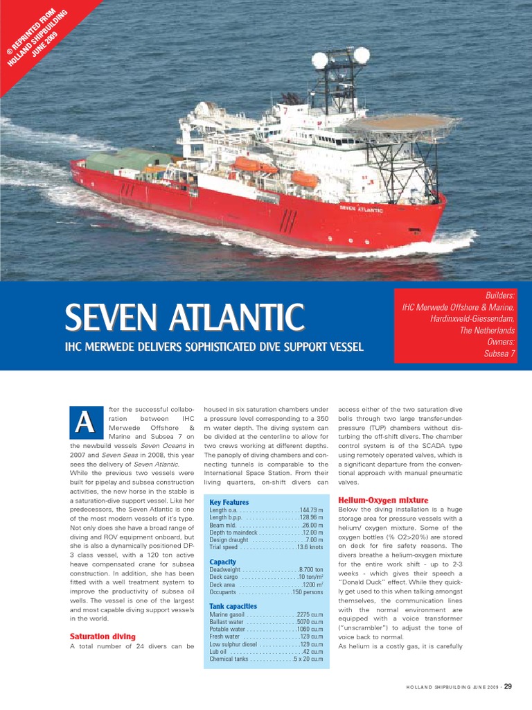 DSV RoyalIHCSeven Atlantic HSB | PDF | Underwater Diving | Subsea ...
