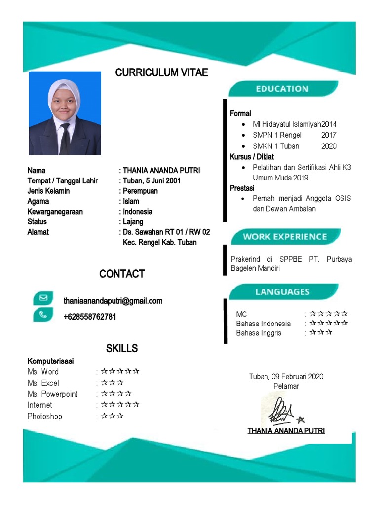 Contoh CV Formal untuk Fresh Graduate | PDF