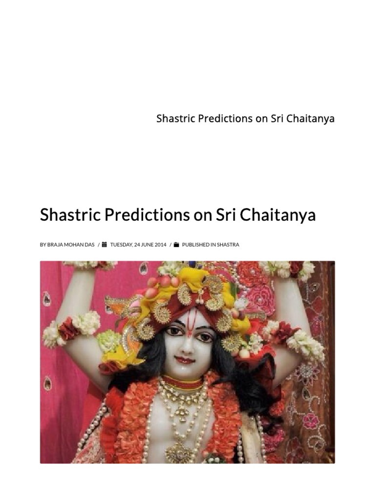 Shastric Predictions On Sri Chaitanya PDF | PDF | Puranas | Bhagavata Purana