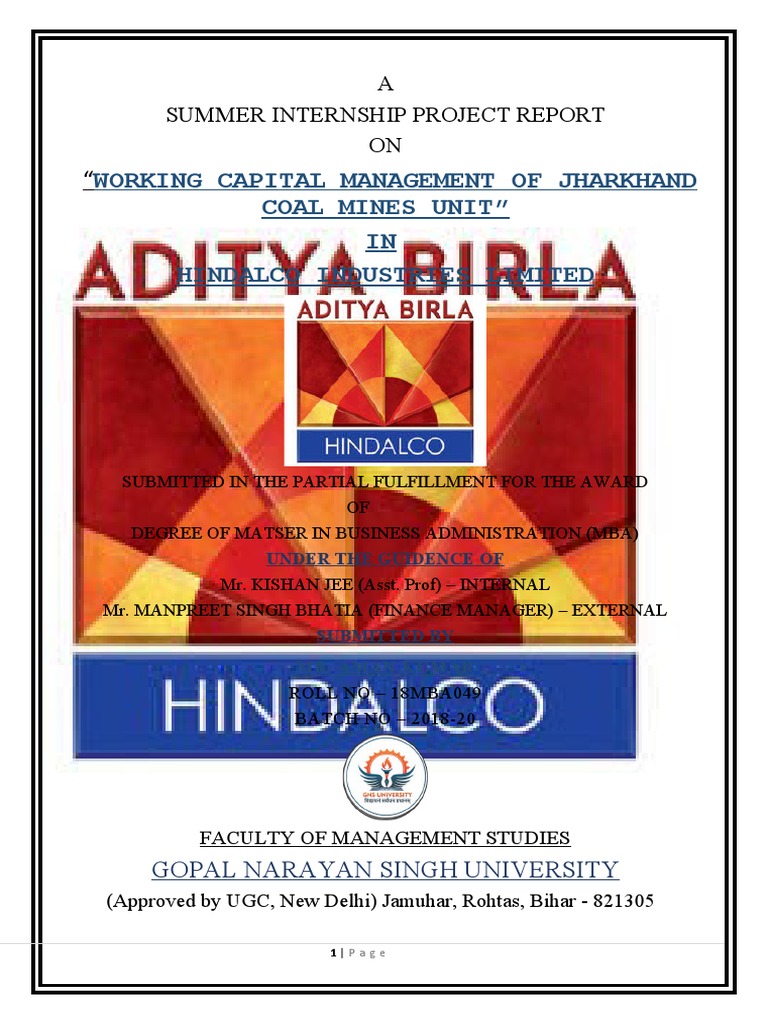 Working Capital Management Project Report | PDF | Working Capital ...