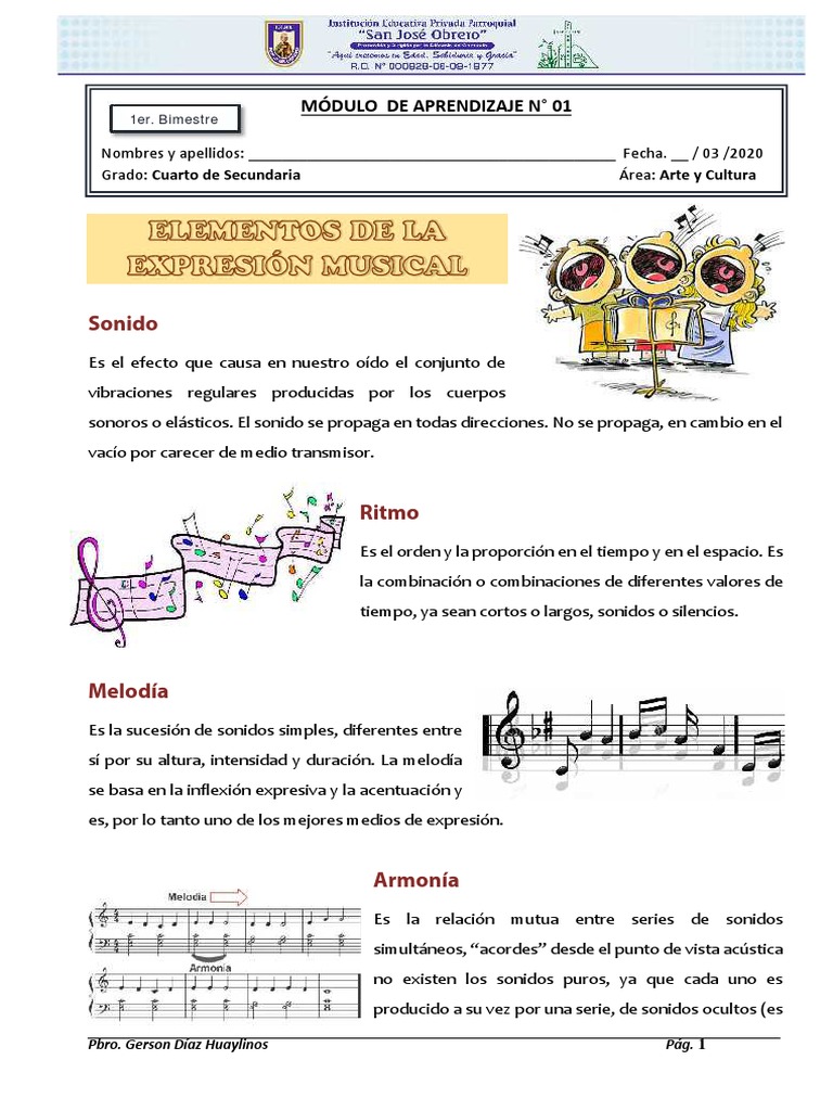 ELEMENTOS DE LA EXPRESIÓN MUSICAL - Cuarto Grado de Secundaria PDF ...