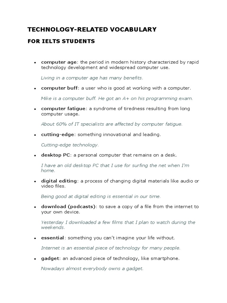 Vocabulary. Technology | PDF | Internet | Websites