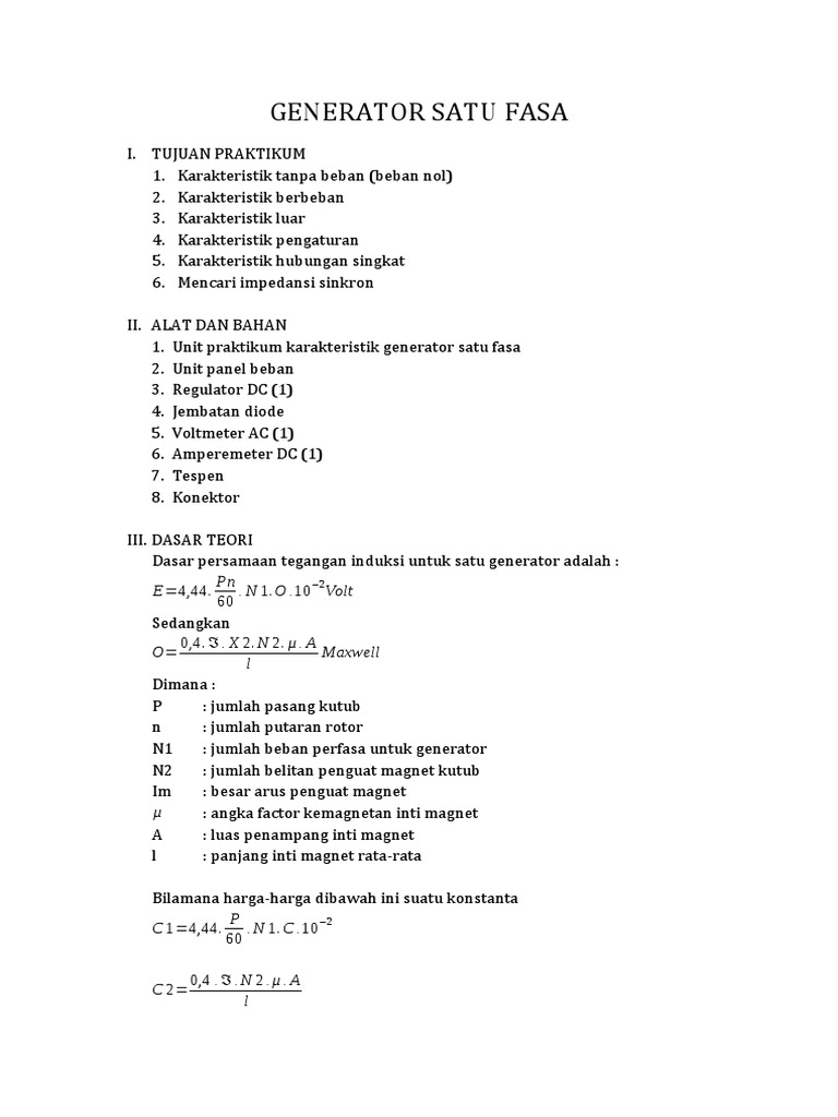 Generator 1 Fasa | PDF