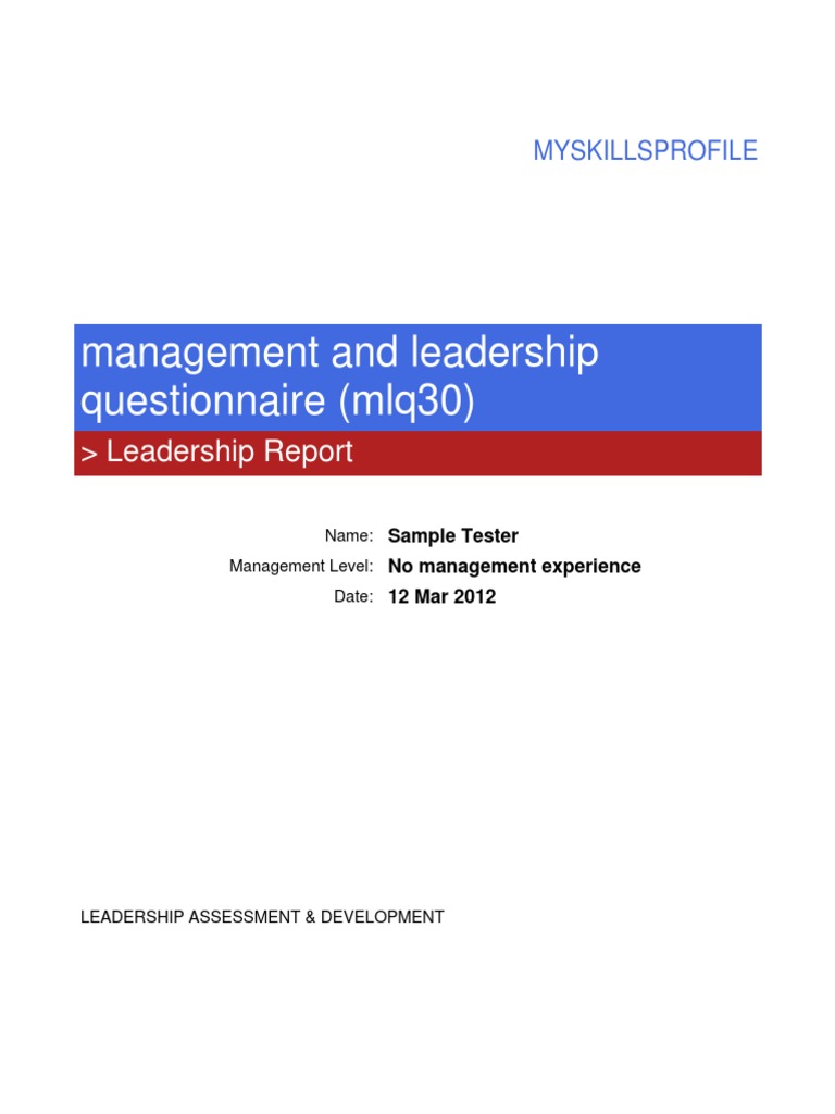 Leadership and Management Questionnaires | Download Free PDF ...