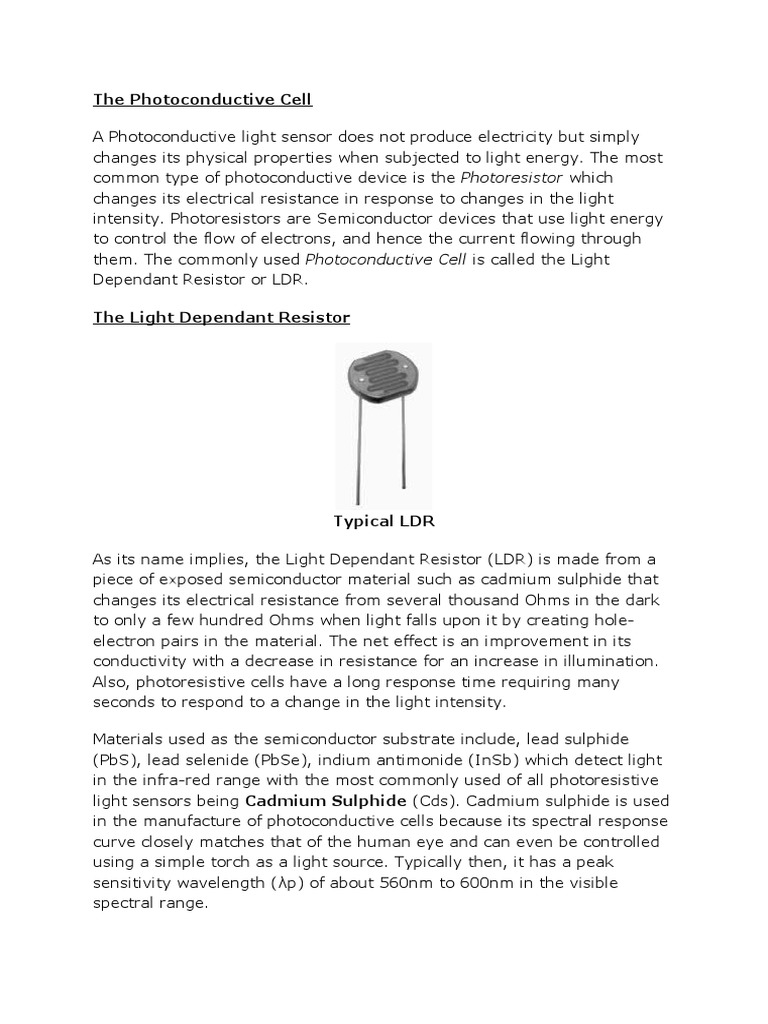 The Photoconductive Cell | PDF | Electrical Resistance And Conductance ...